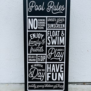 Wood Pool Sign, Pool Sign, Fun Pool Rules Sign, Pool Rules Sign ...