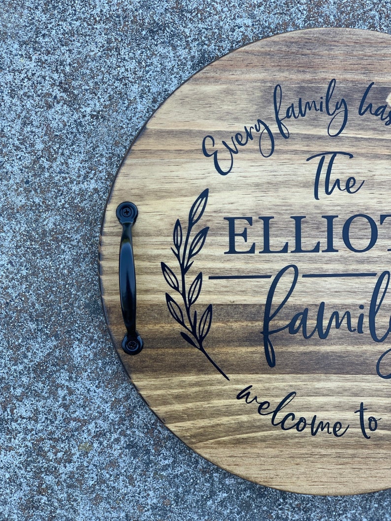 Personalized Serving Tray Personalized Tray Round Wood Tray - Etsy