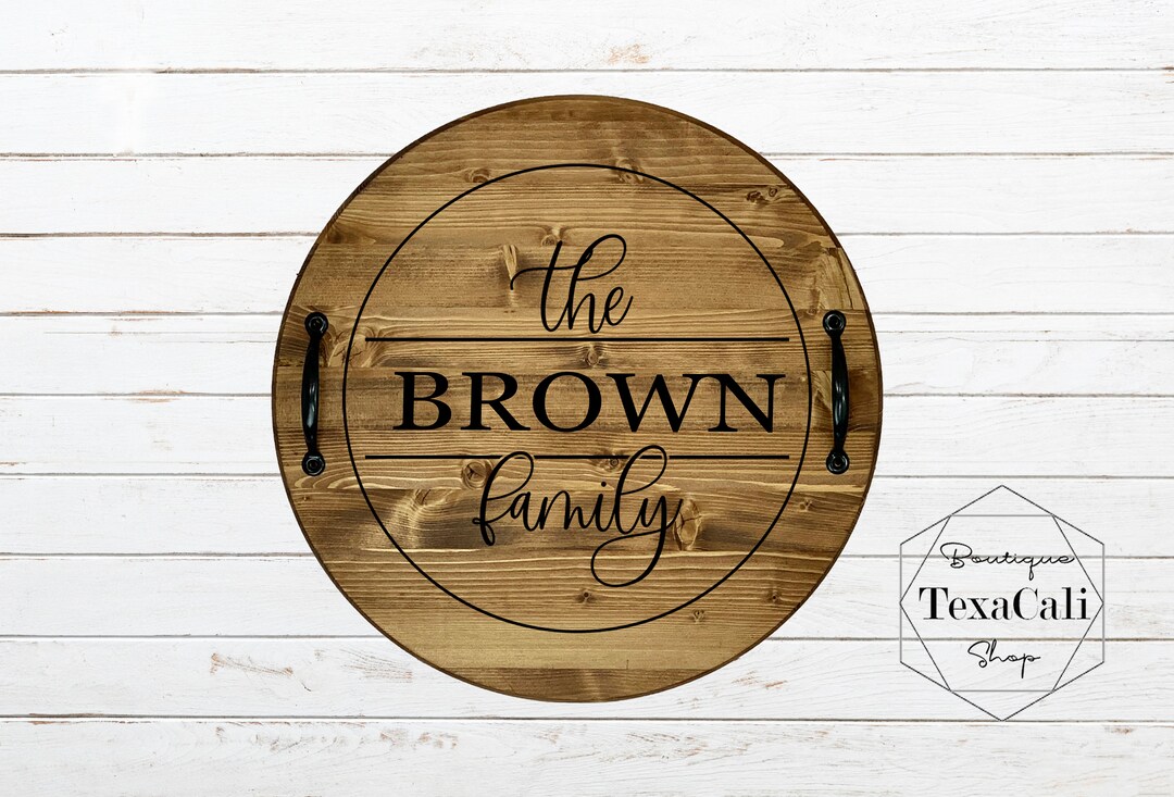 Personalized Serving Tray Personalized Tray Round Wood Tray - Etsy