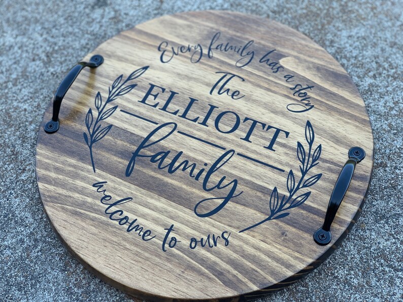 Personalized Serving Tray Personalized Tray Round Wood Tray - Etsy