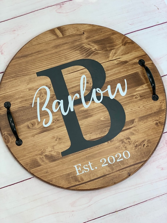 Round Tray Custom Tray Personalized Wood Tray - Etsy