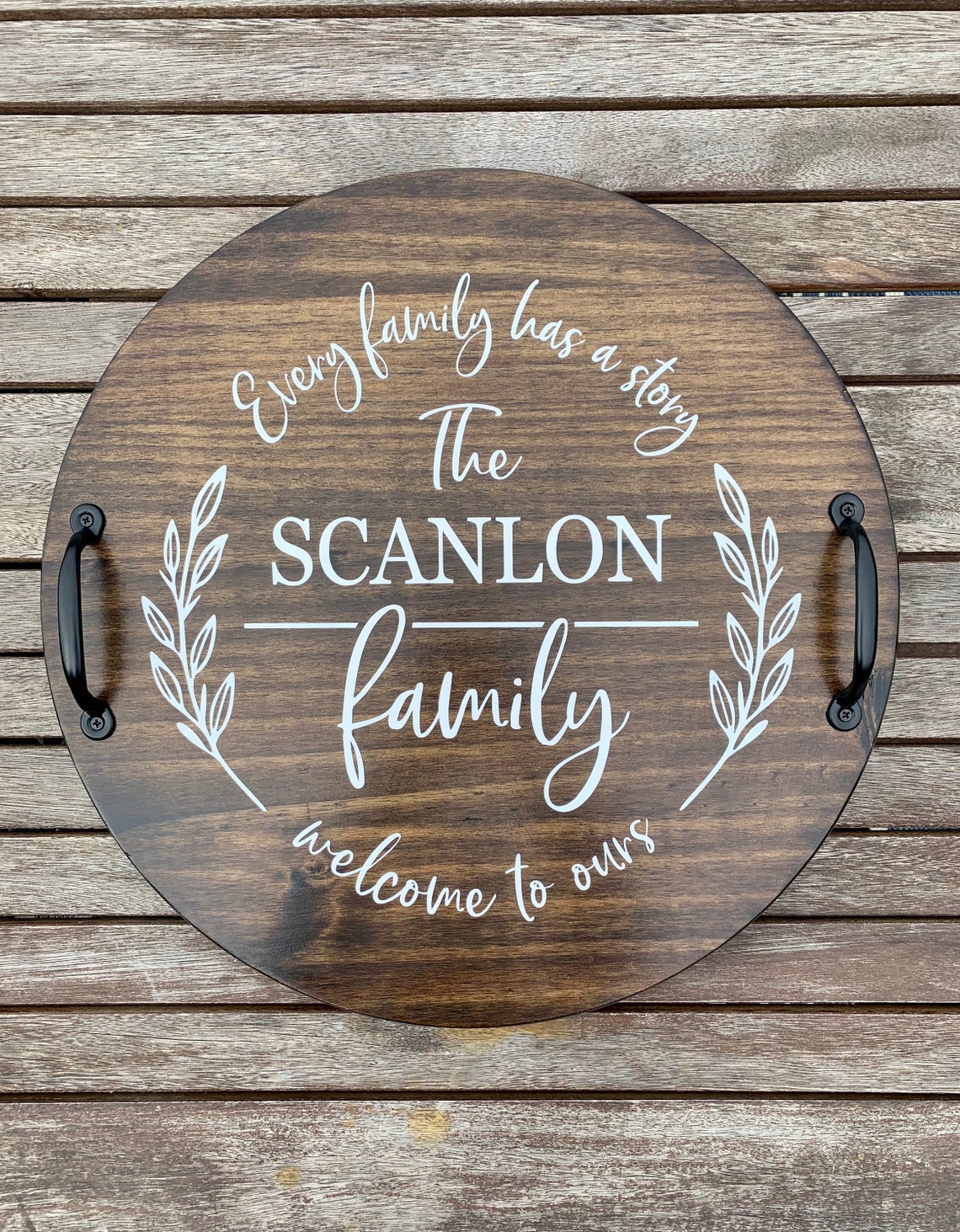 Personalized Serving Tray Personalized Tray Round Wood Tray | Etsy