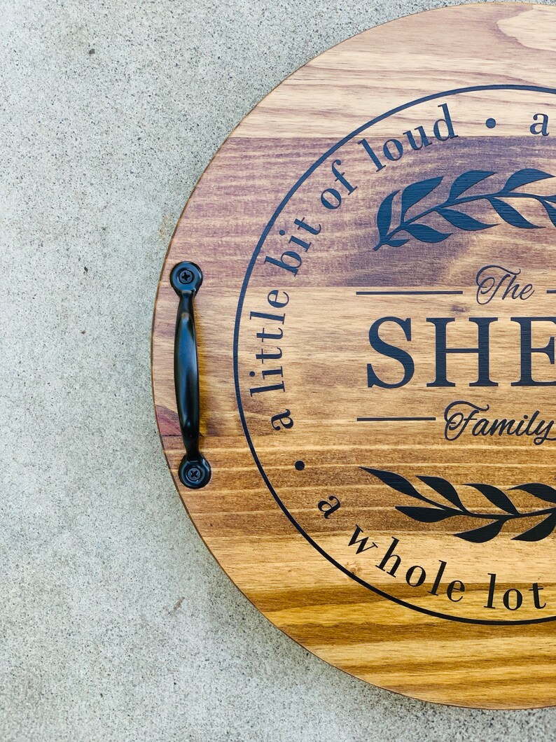 Personalized Serving Tray Personalized Tray Round Wood Tray | Etsy