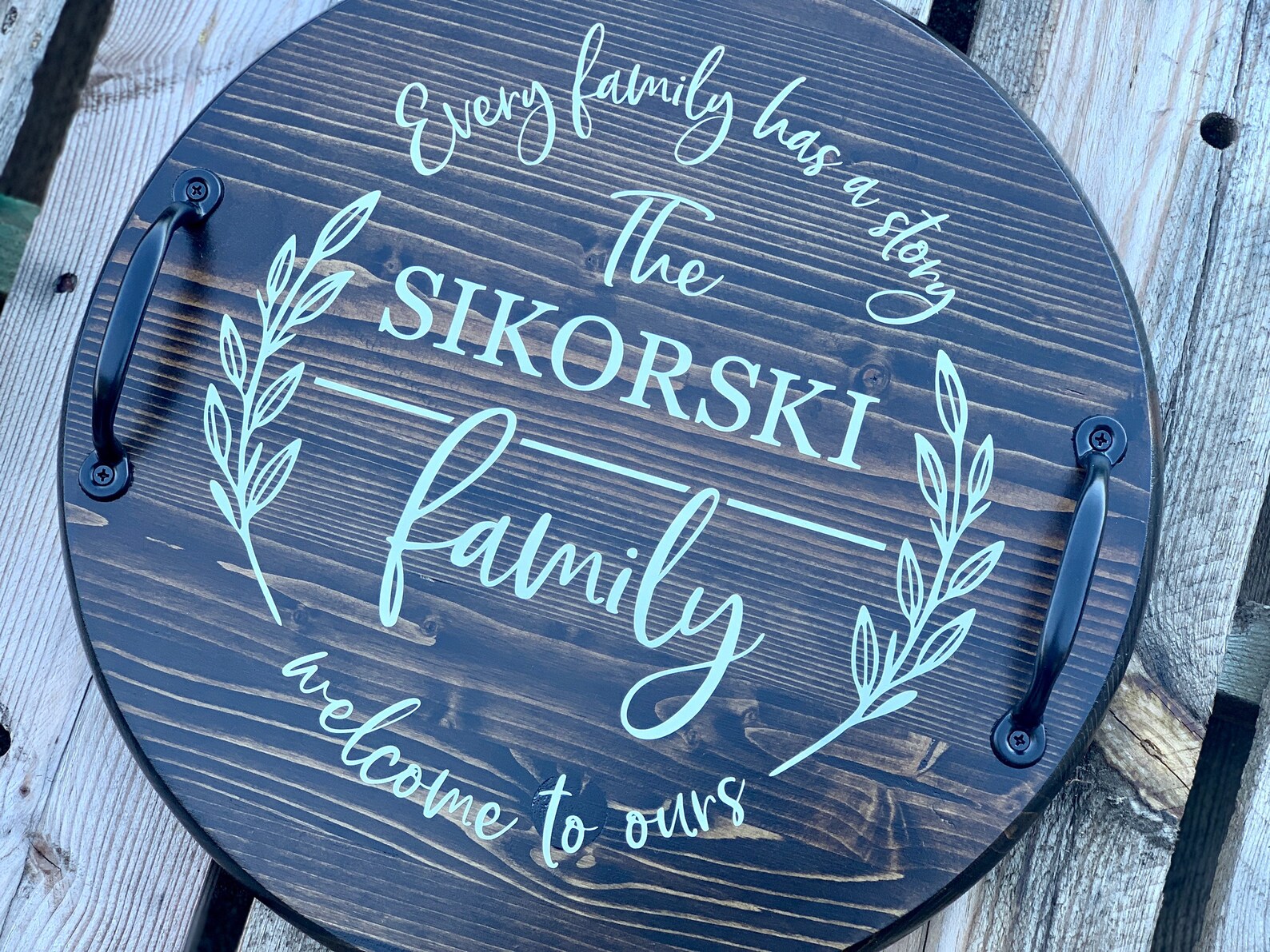 Personalized Serving Tray Personalized Tray Round Wood Tray | Etsy