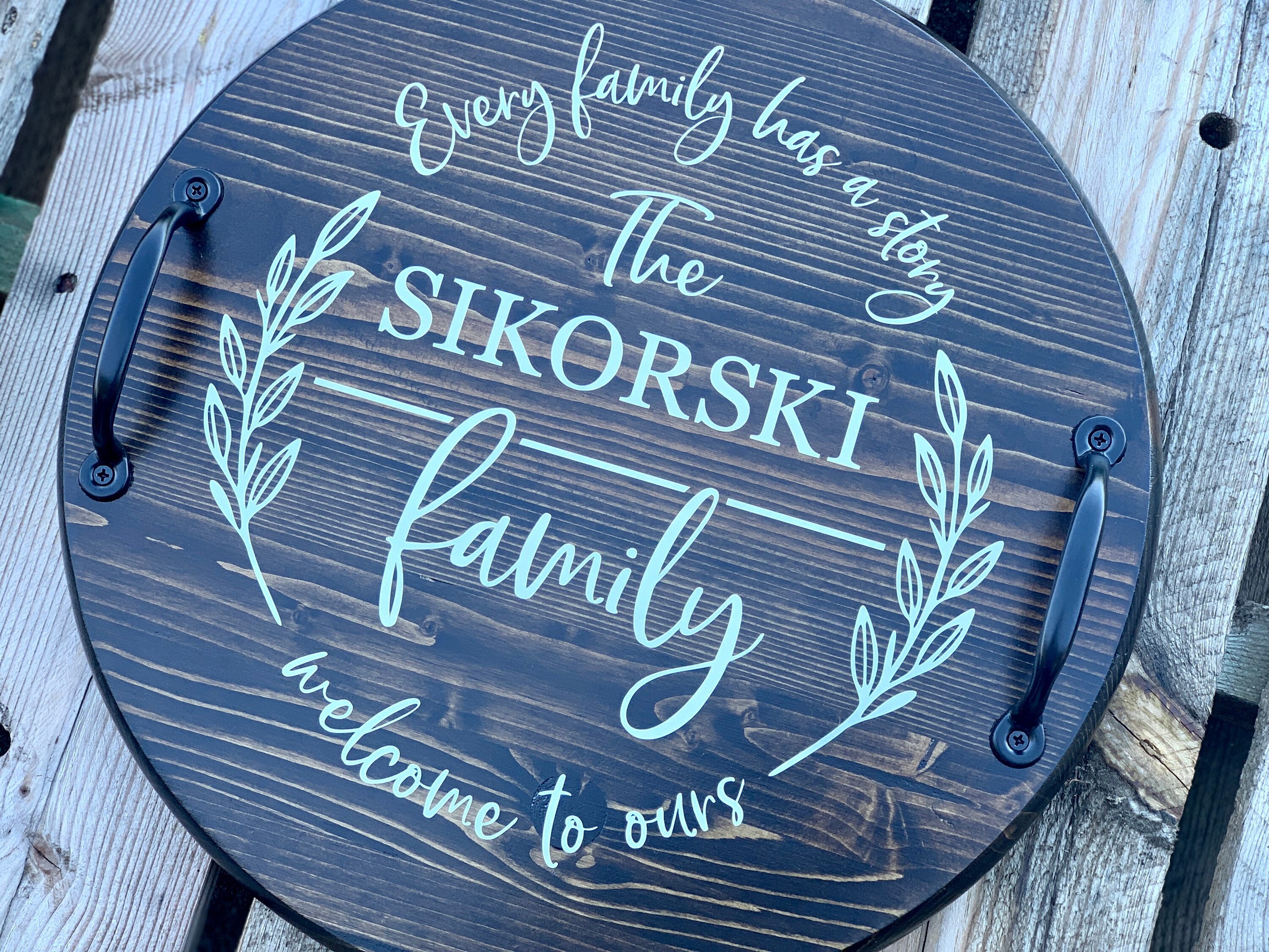 Personalized Serving Tray Personalized Tray Round Wood Tray - Etsy