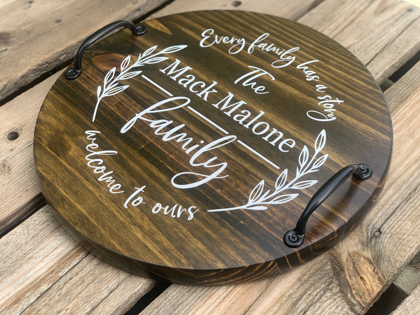 Personalized Serving Tray Personalized Tray Round Wood Tray | Etsy