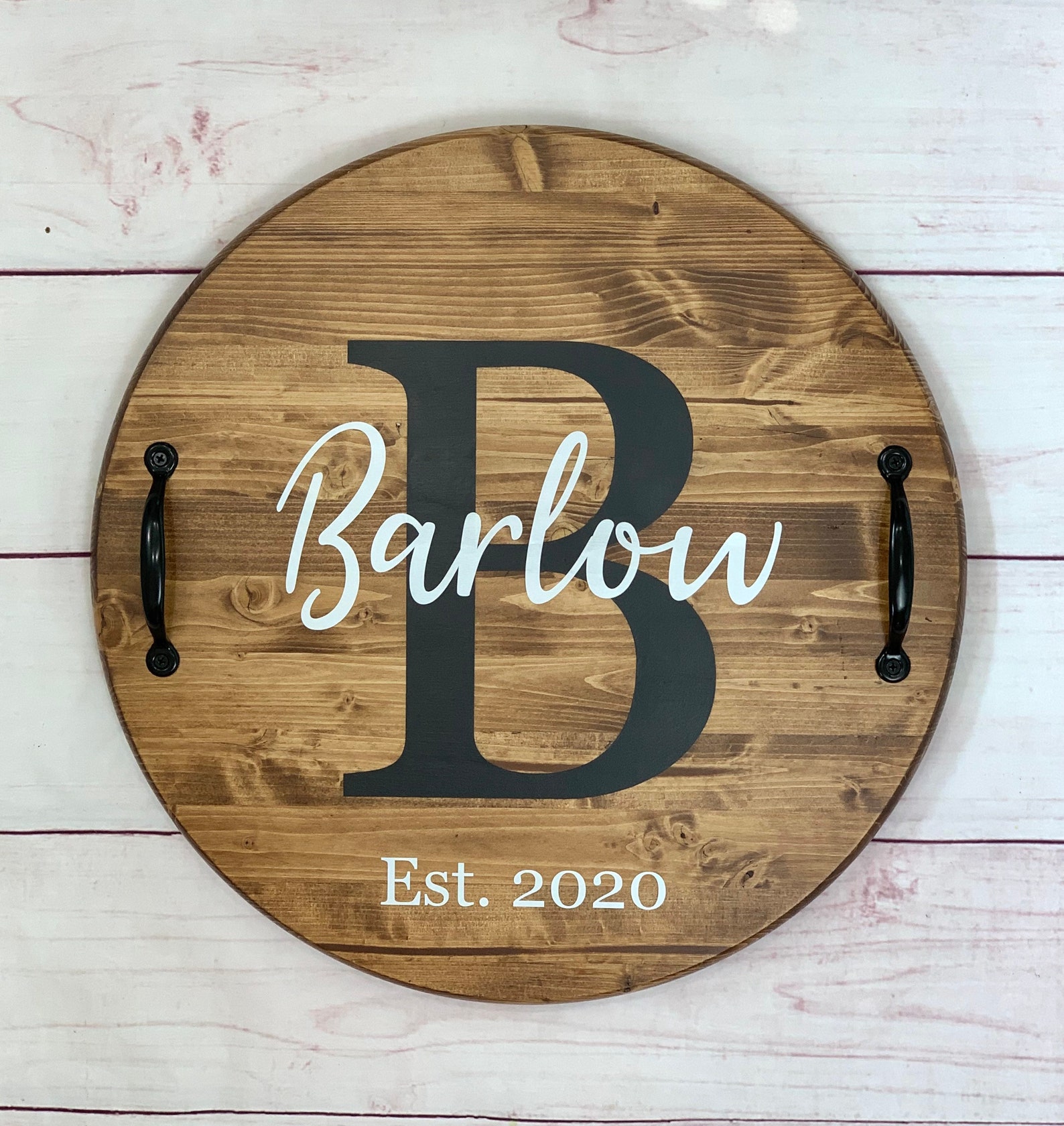 Round Tray Custom Tray Personalized Wood Tray - Etsy