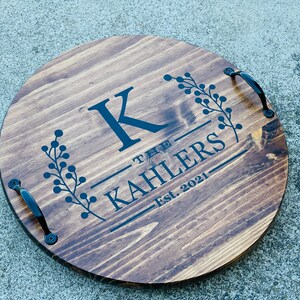 Personalized Serving Tray Personalized Tray Round Wood Tray - Etsy