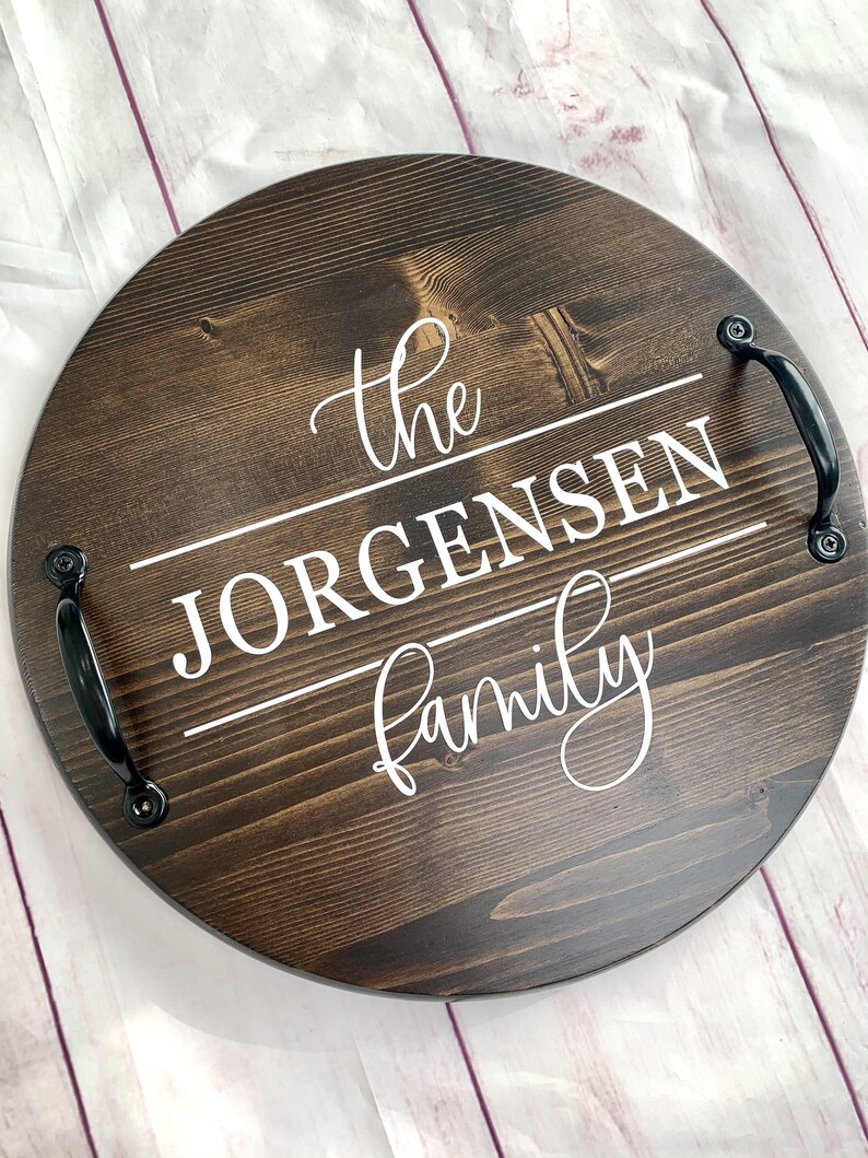 Personalized Serving Tray Personalized Tray Round Wood Tray - Etsy