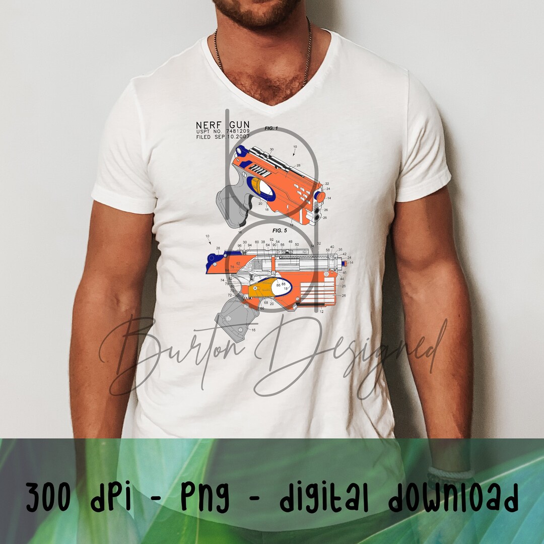 Nerf Gun Patent- Sublimation Shirt Transfer - Men and Boys ...