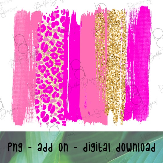 Pink and Gold Glitter Sublimation Brush Stroke Elements PNG - Etsy