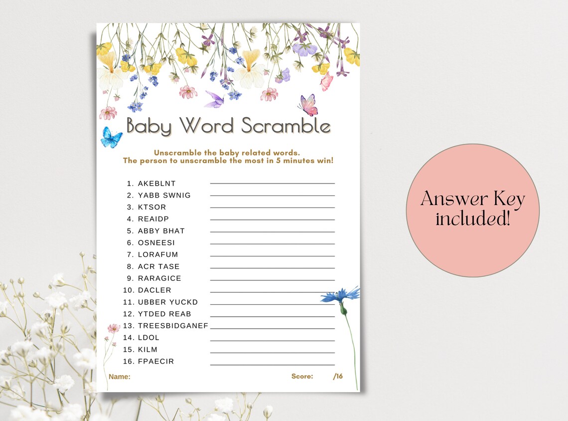 Little Wildflower Baby Shower Games Bundle Boho Flower Baby Shower ...