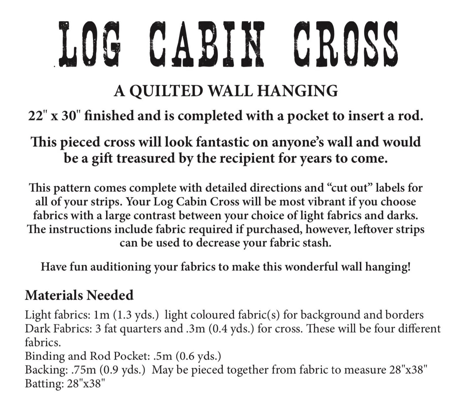 Small Log Cabin Cross Wallhanging (c 2007) - Etsy