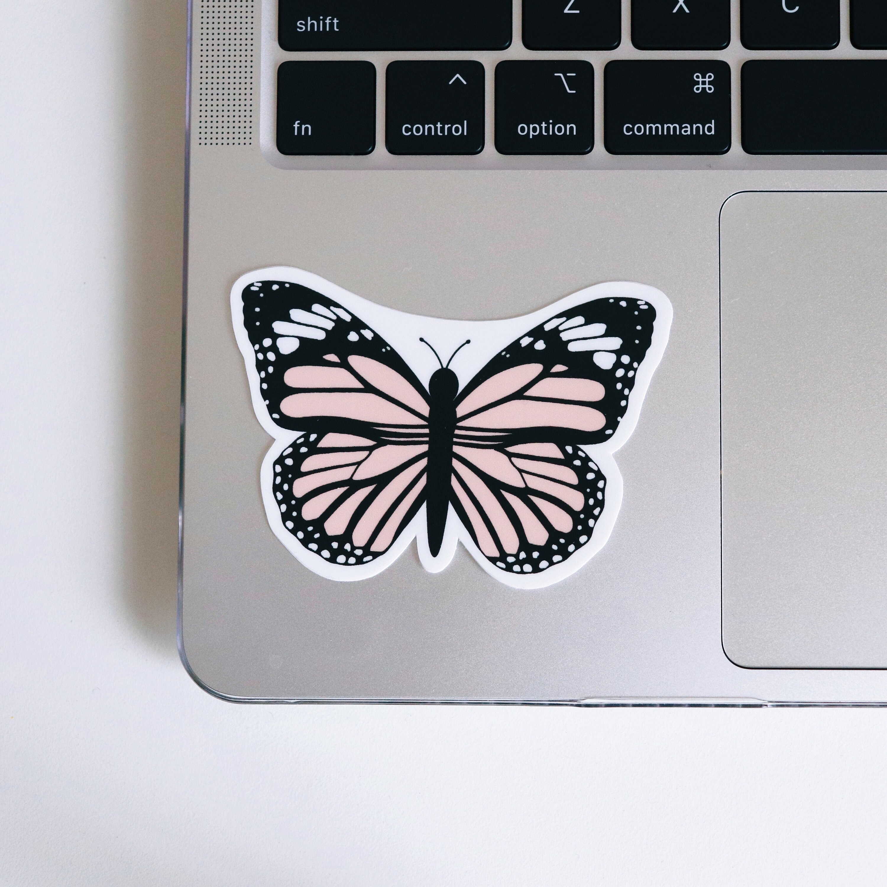 Light pink butterfly sticker // vinyl matte sticker | Etsy