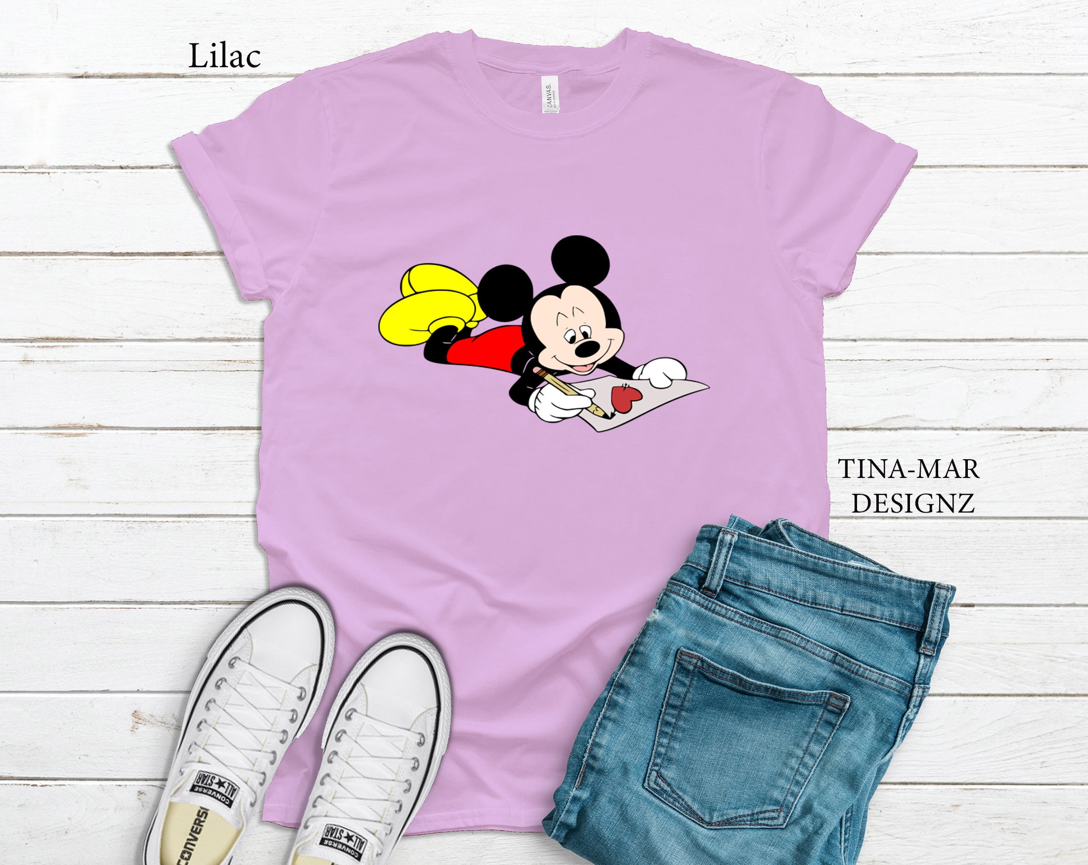 Mickey Mouse Writing Love Note Shirtdisney Valentine Gift | Etsy