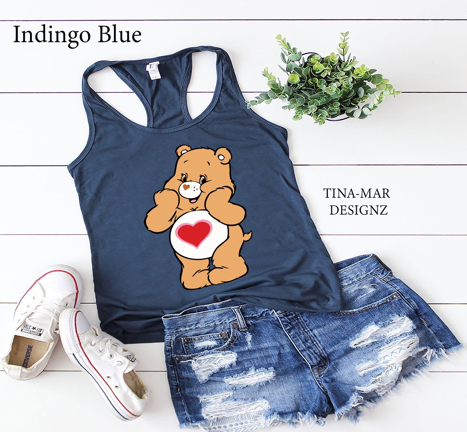 Tender Heart Care Bear Tank TopCute Teddy bear TanksFun | Etsy
