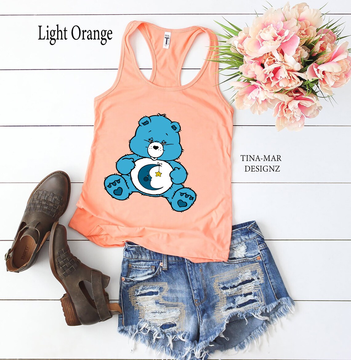 Bedtime Bear Care Bear Tank TopCute Teddy bear TanksFun | Etsy