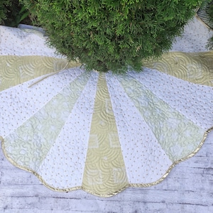Gold Christmas Tree Skirt Quilted Tree Skirt Custom - Etsy