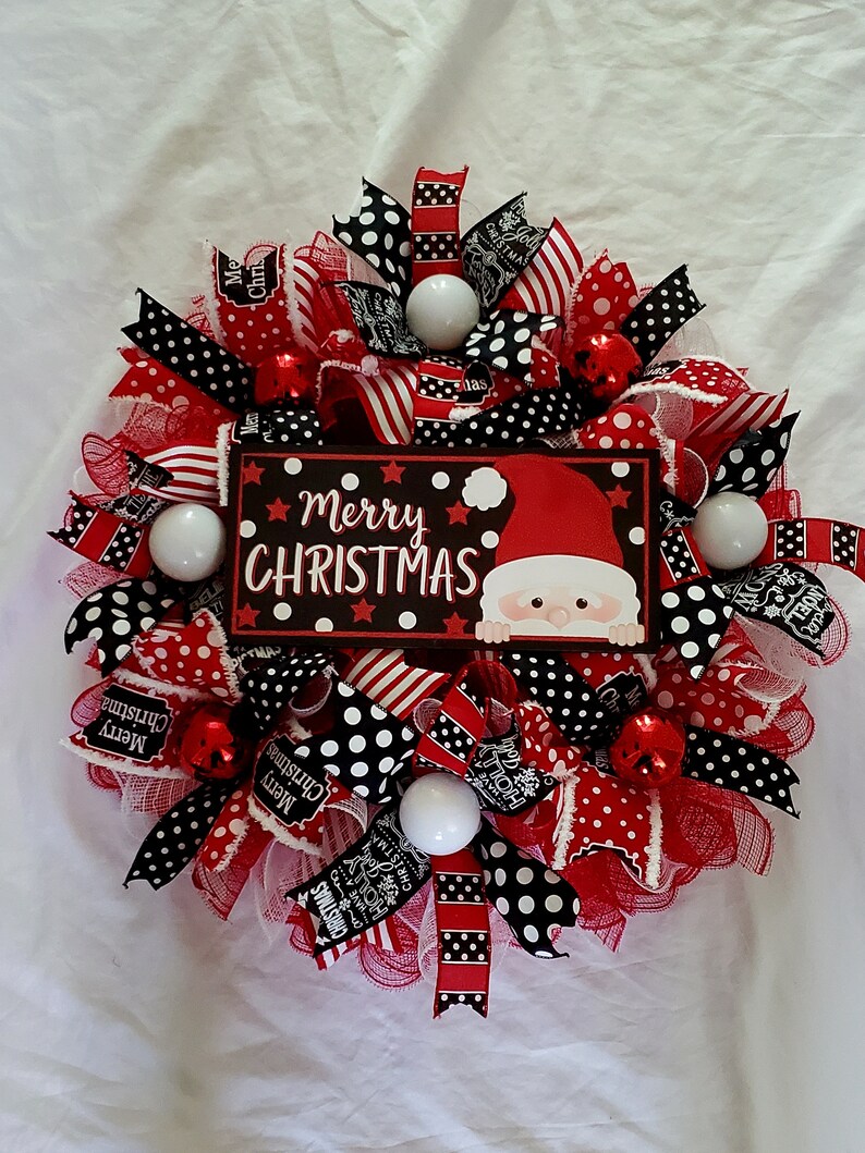 24 Red Black and White Merry Christmas Peek a Boo Santa - Etsy