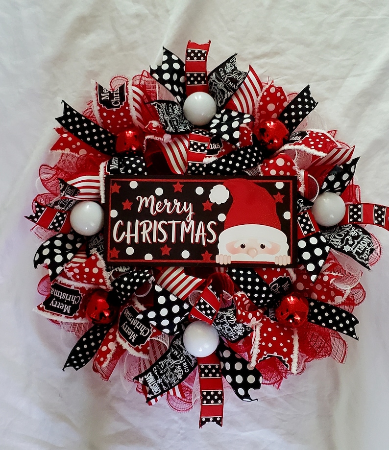 24 Red Black and White Merry Christmas Peek a Boo Santa - Etsy