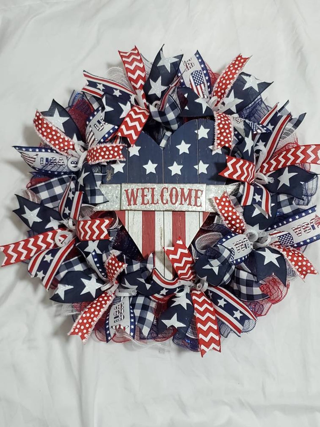 Memorial Day Wreath/4th of July Wreath/patriotic Wreath/red White and ...