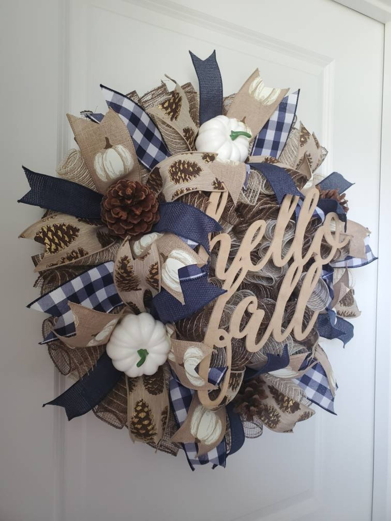 Fall Wreath/welcome Wreath/fall Pumpkin Wreath/hello Fall - Etsy