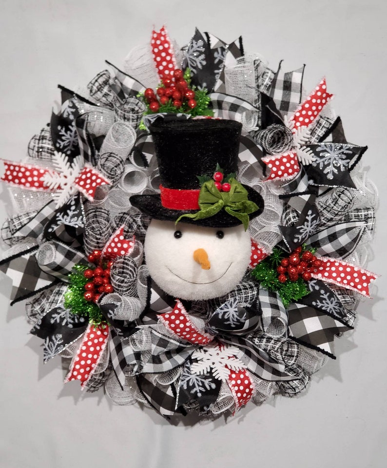 Snowman Wreath/Christmas Wreath/Winter Wreath/Welcome | Etsy