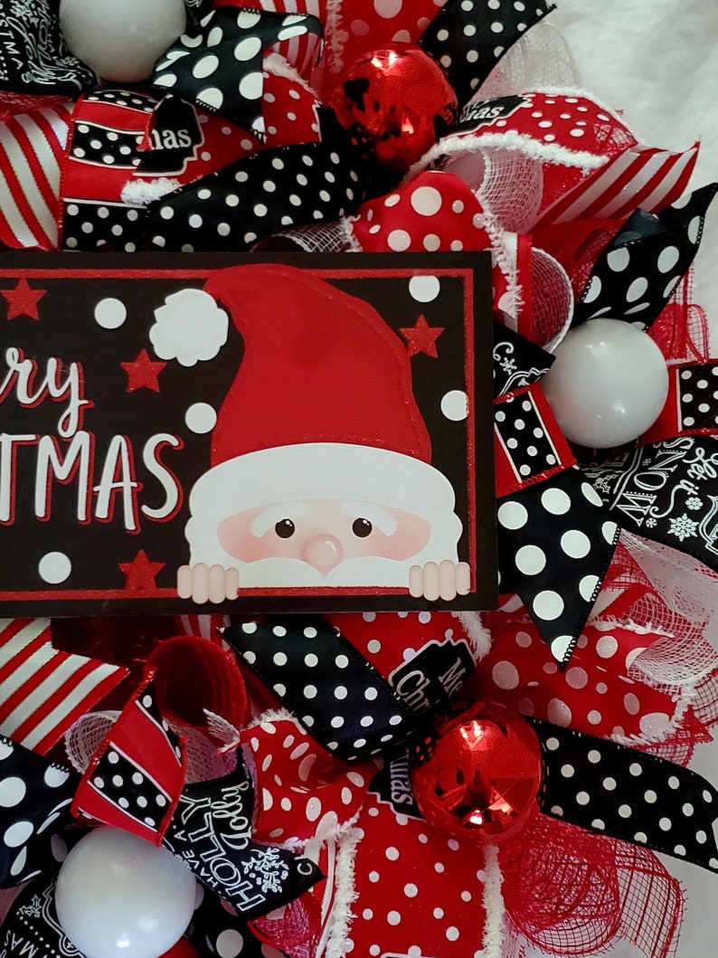 24 Red Black and White Merry Christmas Peek a Boo Santa - Etsy