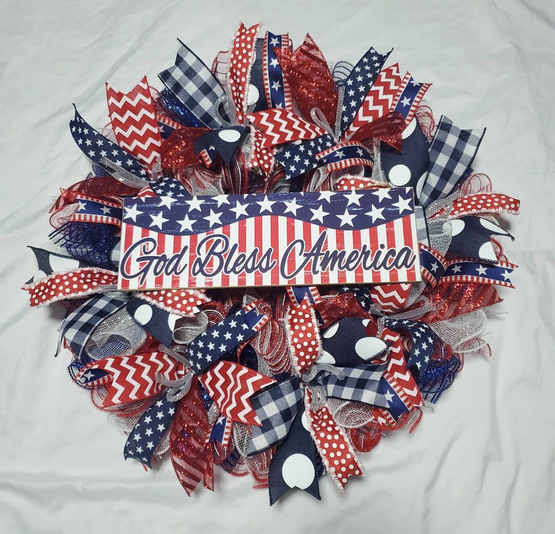 Memorial Day Wreath/4th of July Wreath/patriotic Wreath/red White and ...