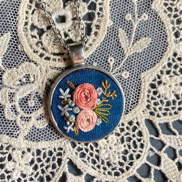 Embroidered Necklace - Etsy