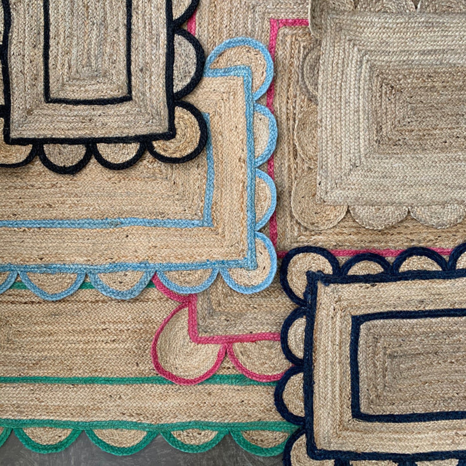 Natural Scalloped Edges Rug Jute Scallop Rectangle Rugs Decorative Rug ...