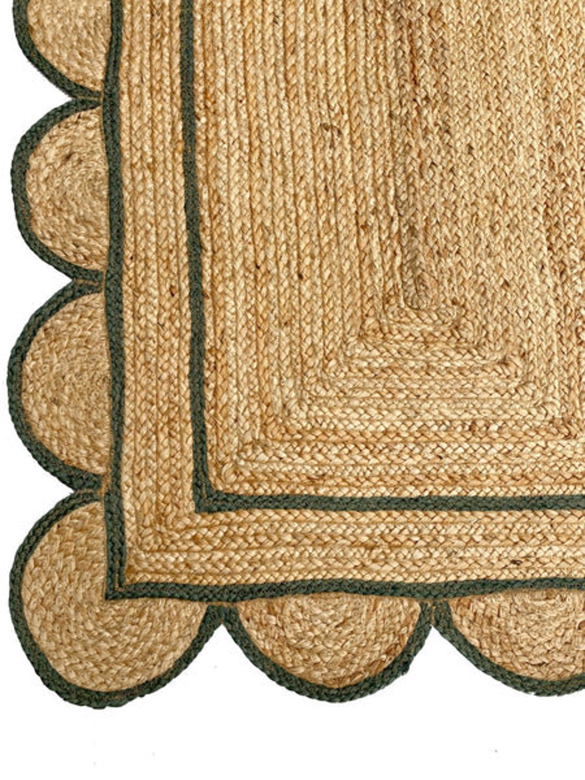 Natural Scalloped Edges Rug Jute Scallop Rectangle Rugs Decorative Rug ...
