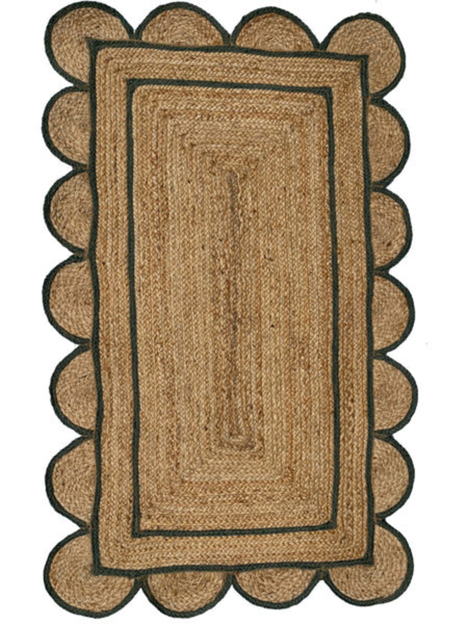 Natural Scalloped Edges Rug Jute Scallop Rectangle Rugs Decorative Rug ...