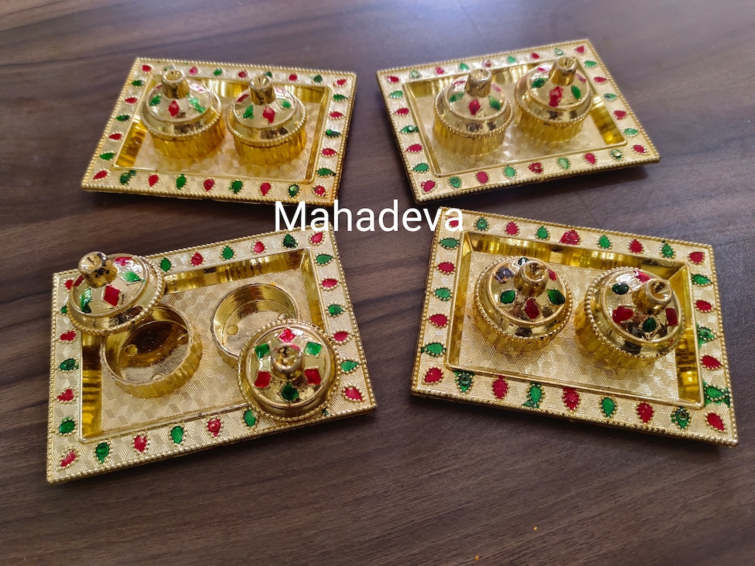 Diwali Decorative Trays Indian Wedding Women's Kumkum Plates Haldi ...