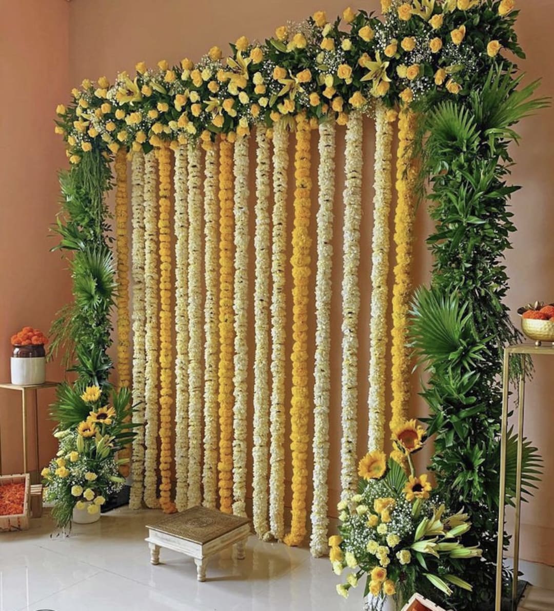 Artificial Marigold Garland Indian Wedding Decoration Party Back Drop ...