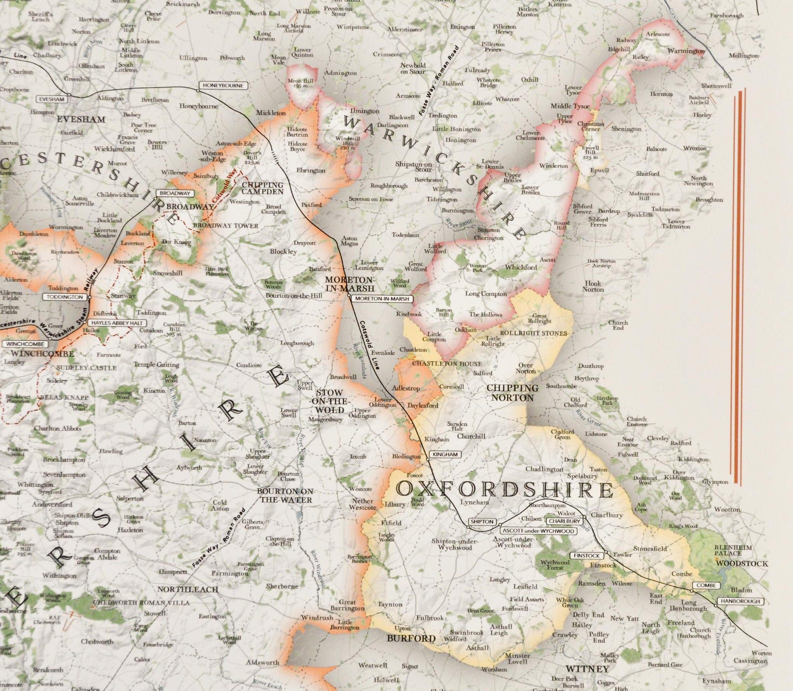 Cotswolds Map - Cotswolds Wall Map - Cotswolds Way Map - Map of ...