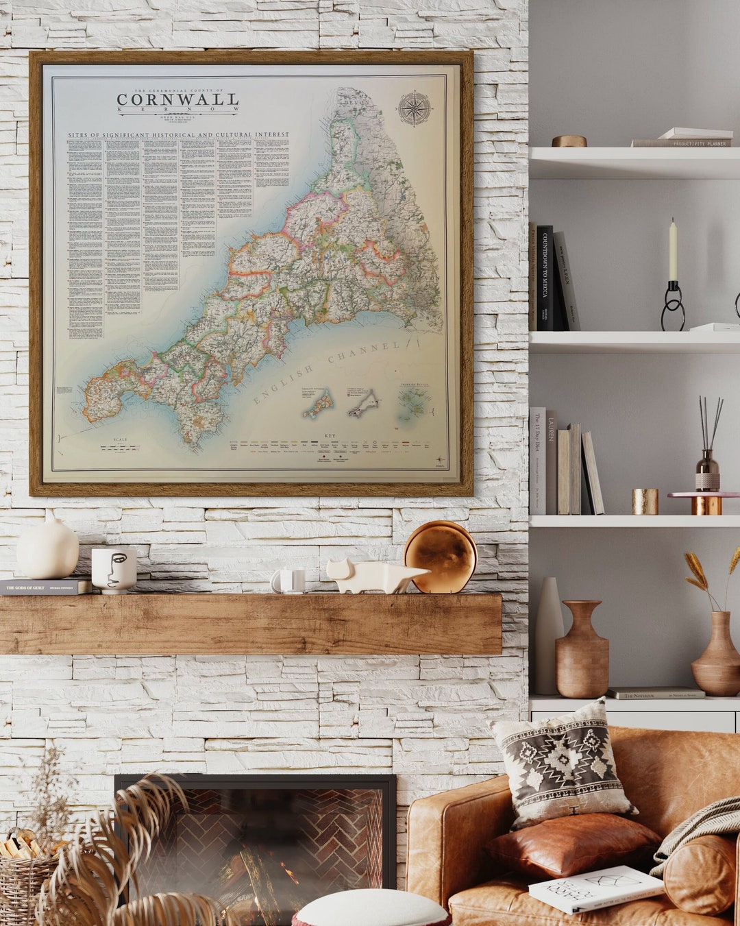 Cornwall County Map Vintage Map Print of Cornwall Map of - Etsy