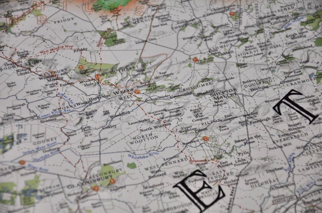 Somerset Map County Map of Somerset Vintage Map Print of Somerset ...