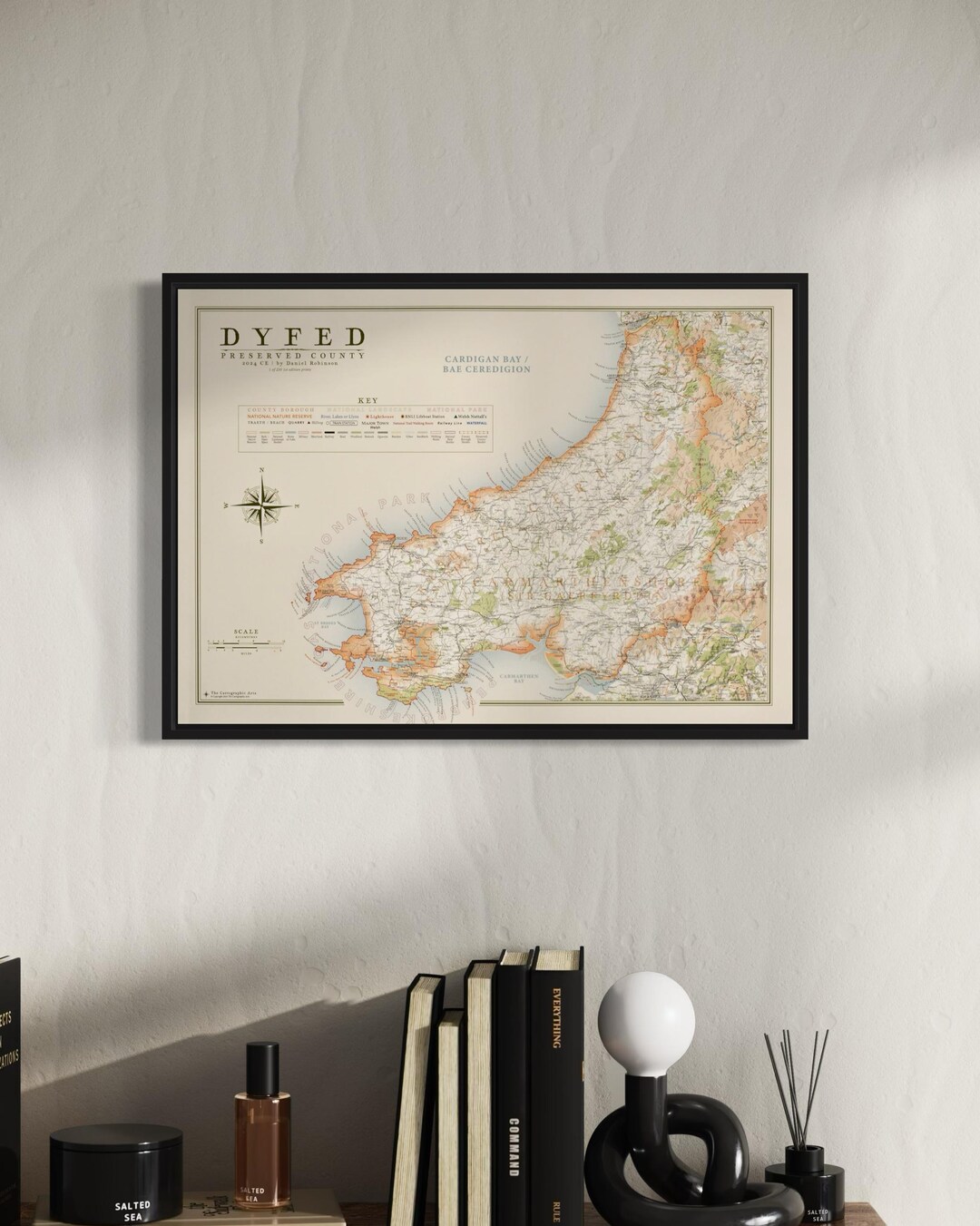 Dyfed Map Print - Dyfed Wall Map - Vintage Map of Dyfed - Dyfed Gift ...