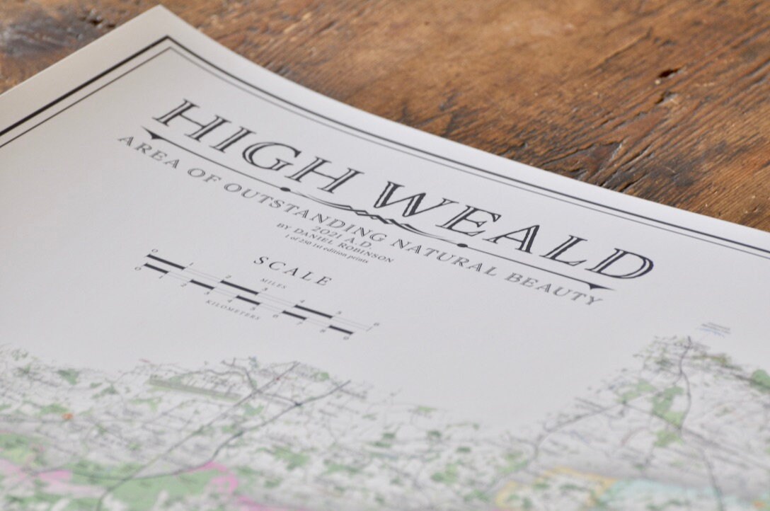High Weald Map Print - Vintage Map of High Weald - Decorative Map of ...