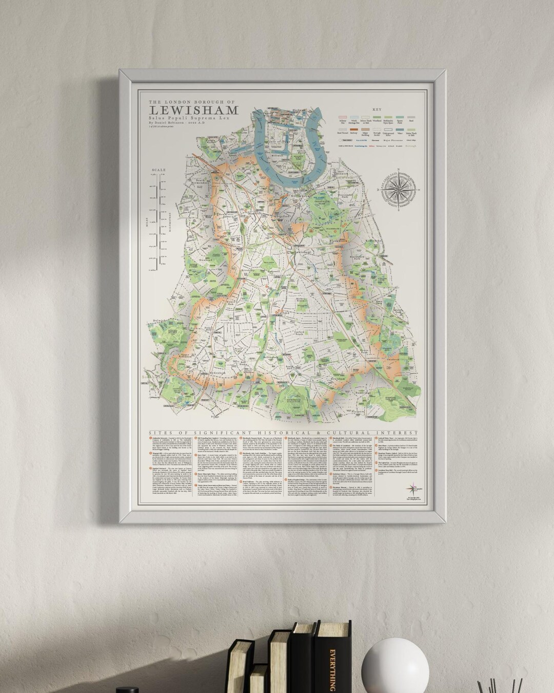 Lewisham London Map Print: Vintage Style Wall Art - Lewisham Giclee ...