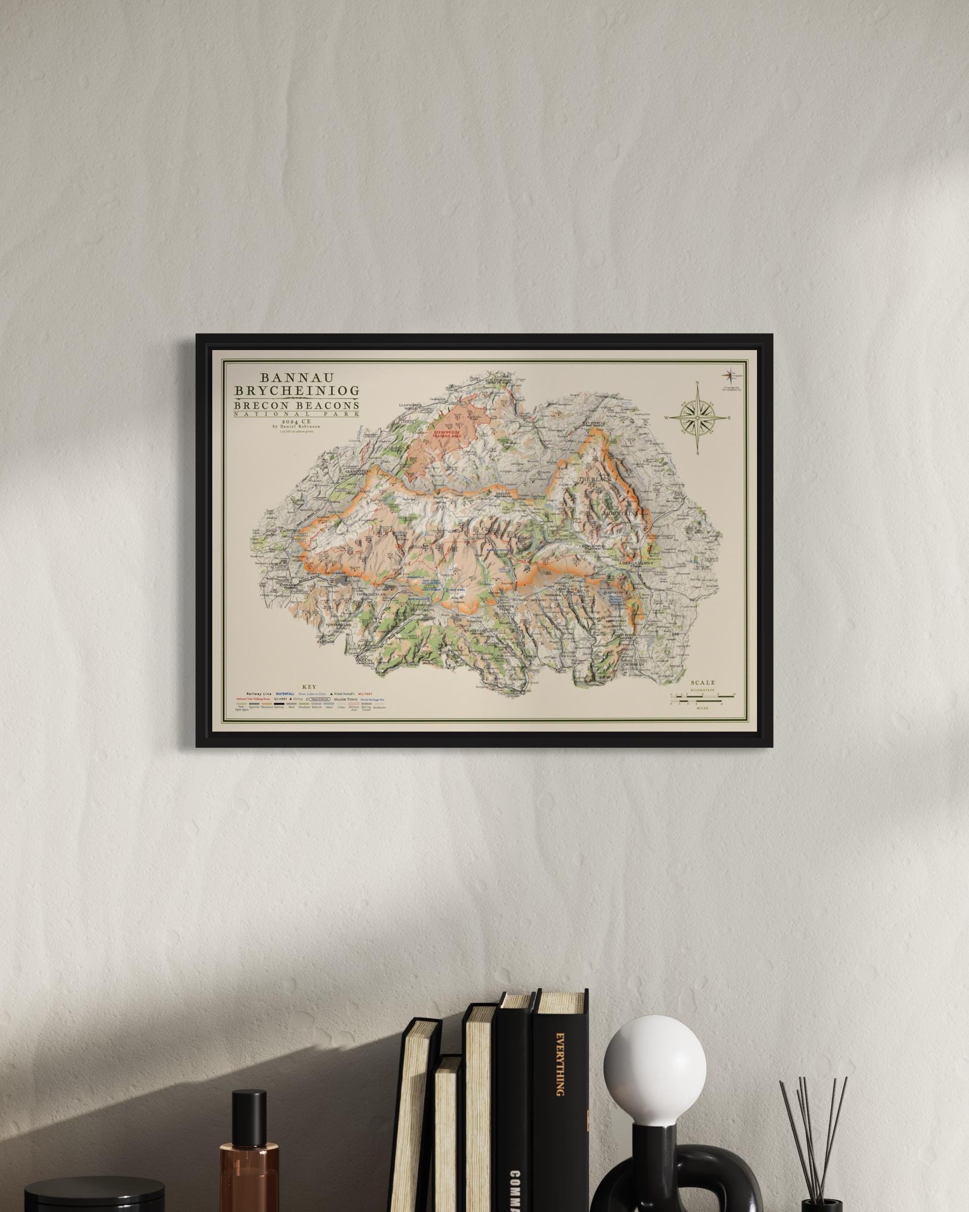Vintage Brecon Beacons Map Print: Bannau Brycheiniog - Giclee Print ...