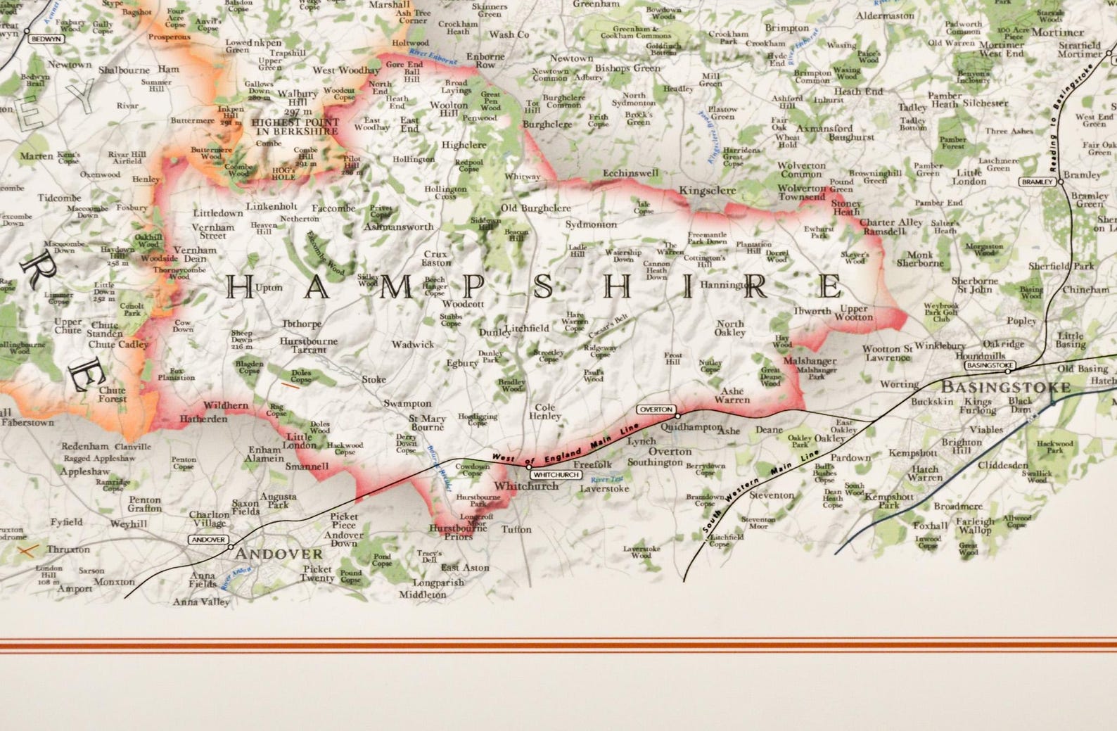 North Wessex Downs Map Print - North Wessex Downs Wall Map - Vintage ...