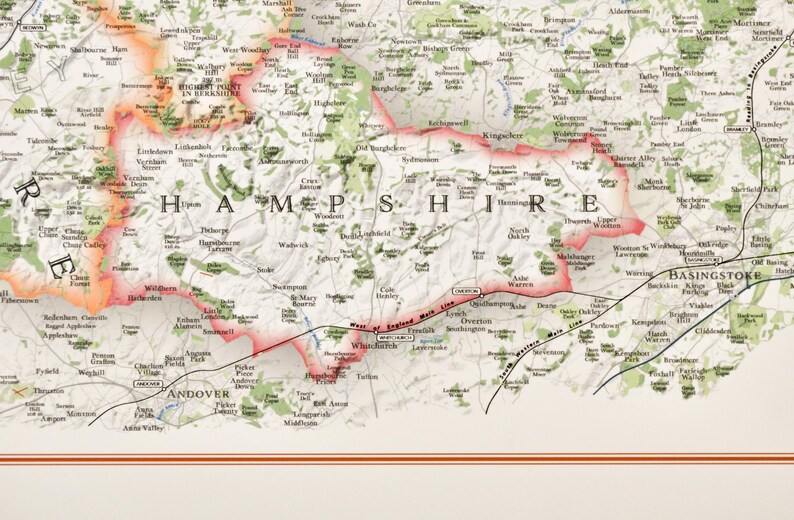 North Wessex Downs Map Print - North Wessex Downs Wall Map - Vintage ...