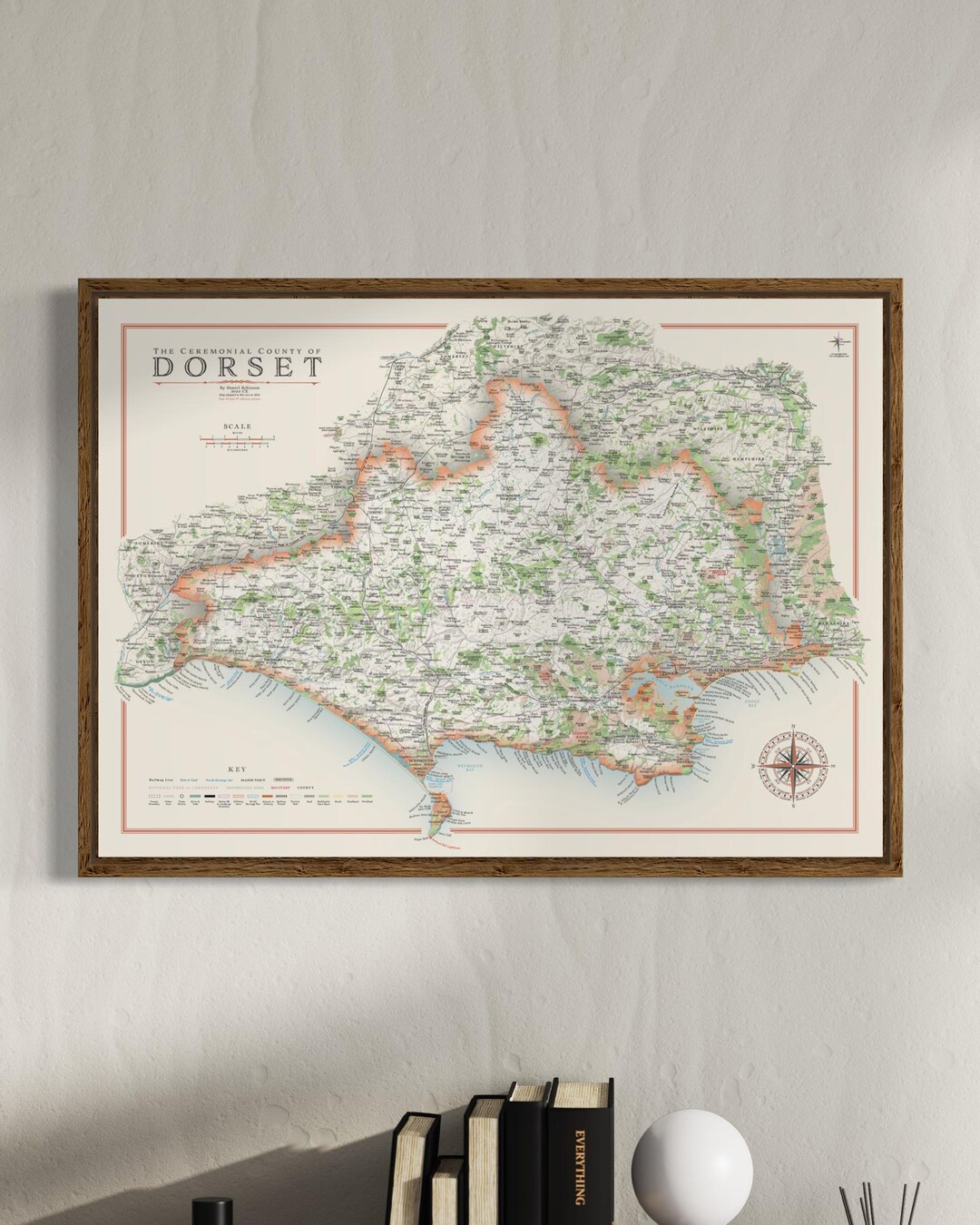 Dorset Map Print Dorset Wall Map Vintage Map of Dorset Decorative Map ...