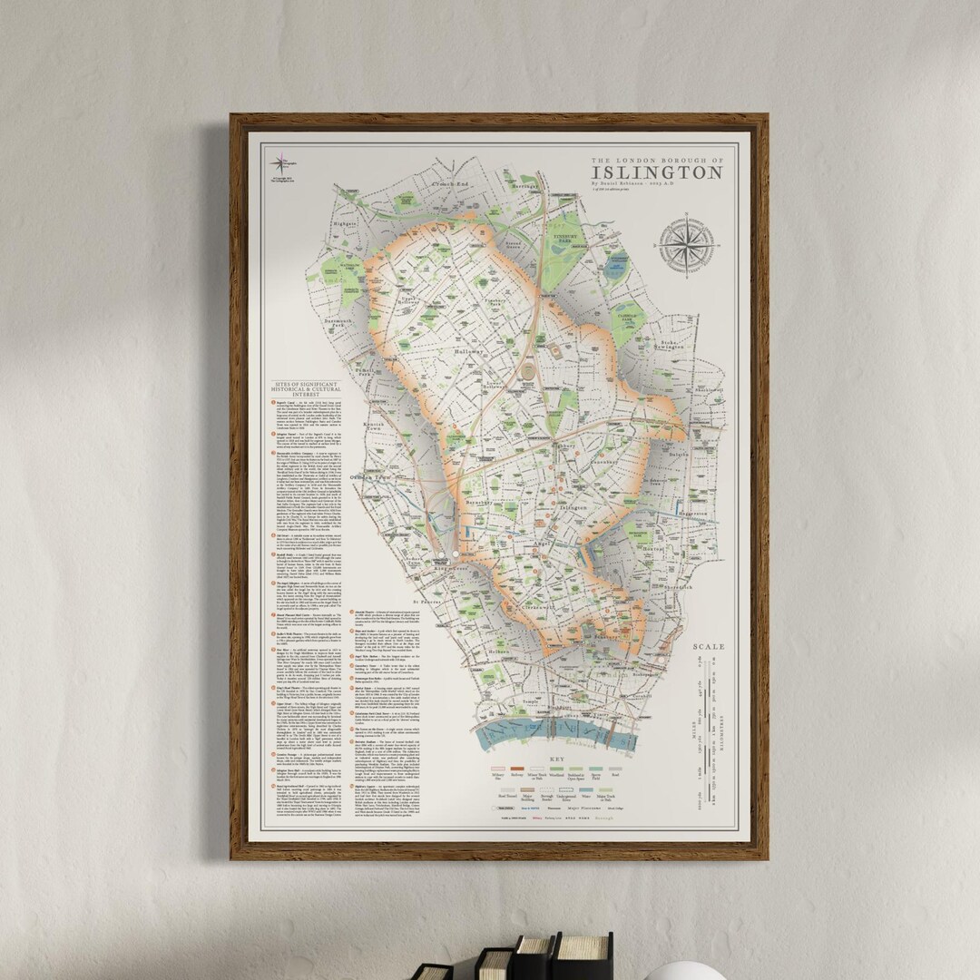 Map of Islington - Map Print of Islington - London Maps - London Gift ...