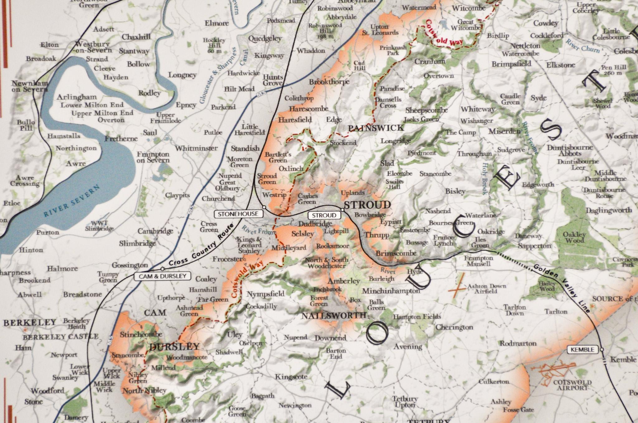 Cotswolds Map - Cotswolds Wall Map - Cotswolds Way Map - Map of ...