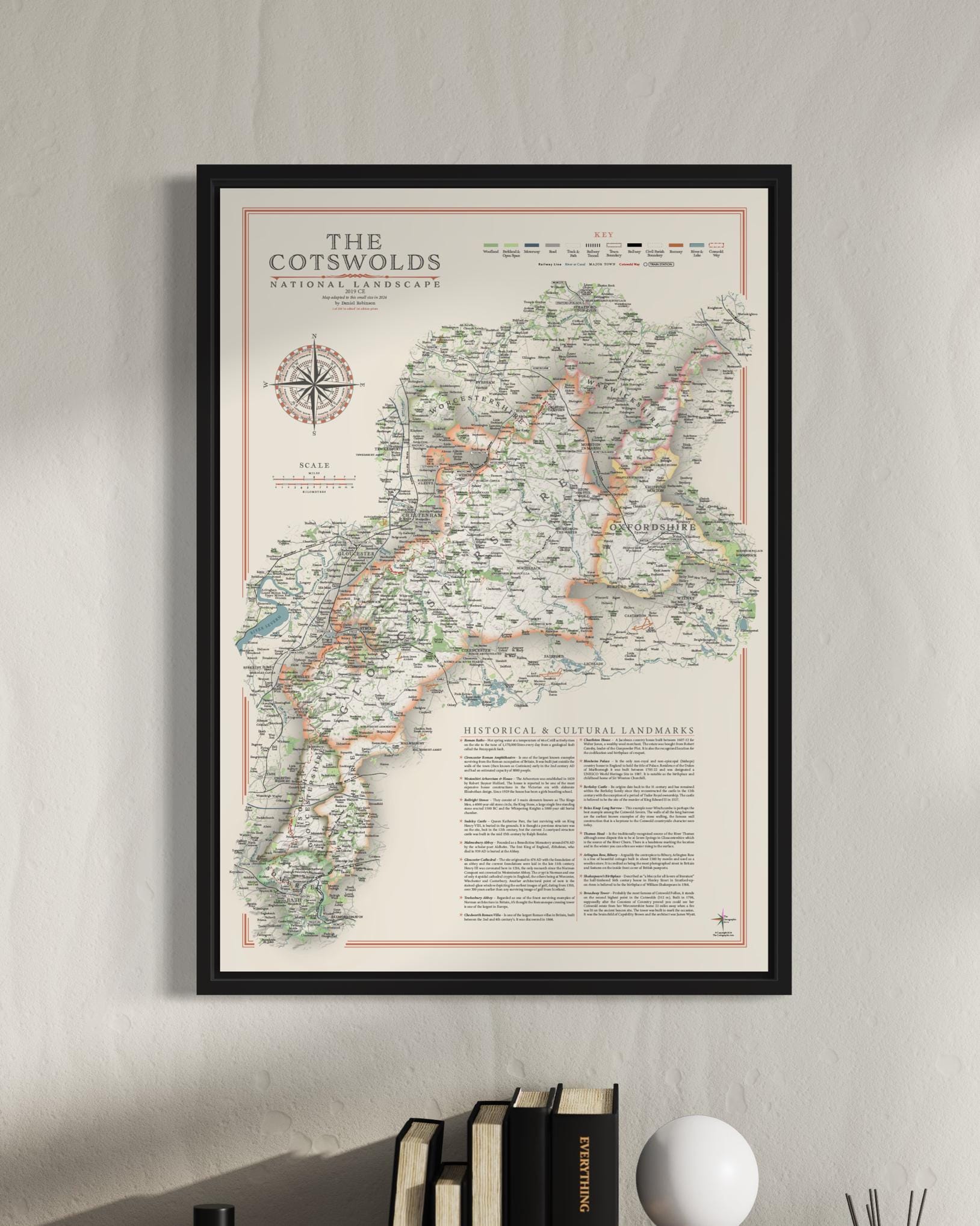 Cotswolds Map Print Cotswolds Wall Map Vintage Map of Cotswolds Map of ...
