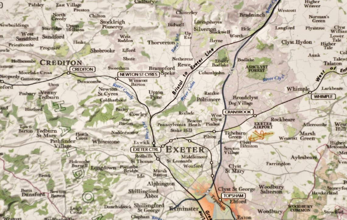 Devon Map Print Devon Wall Map Vintage Map of Devon Map of Devon ...