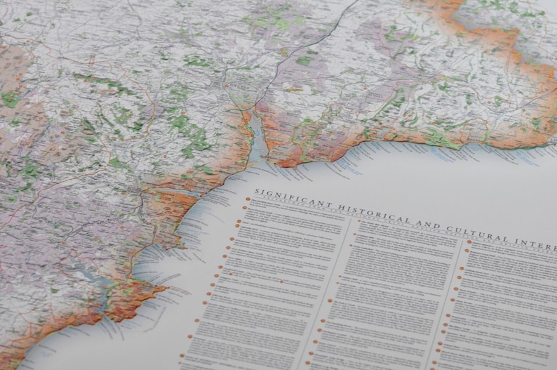 Devon County Map Vintage Map Print of Devon Decorative Map of Devon ...